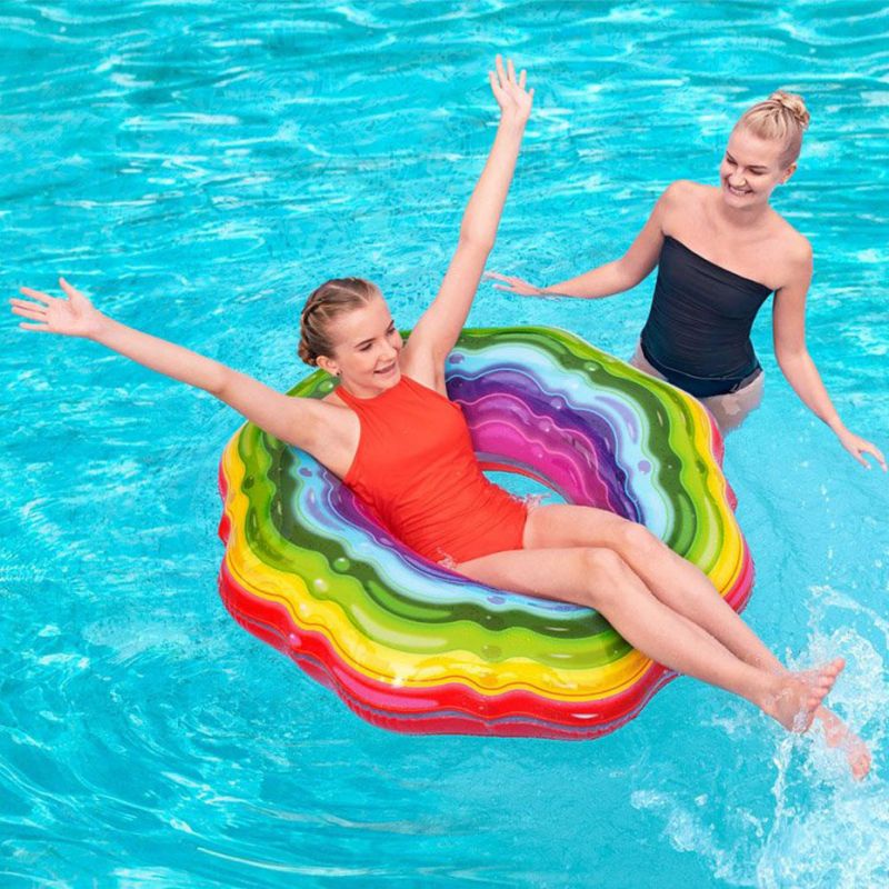 Bestway Rainbow 115Cm Swimming Wheel - Colourful | Simply Hike UK